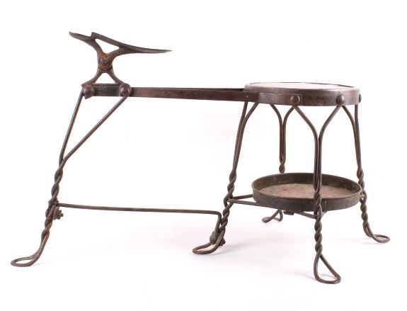 Antique Twisted Iron Cobbler Shoe Shine Stool