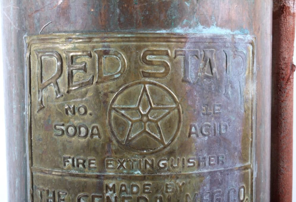 Antique Red Star No. 1E Copper Fire Extinguisher