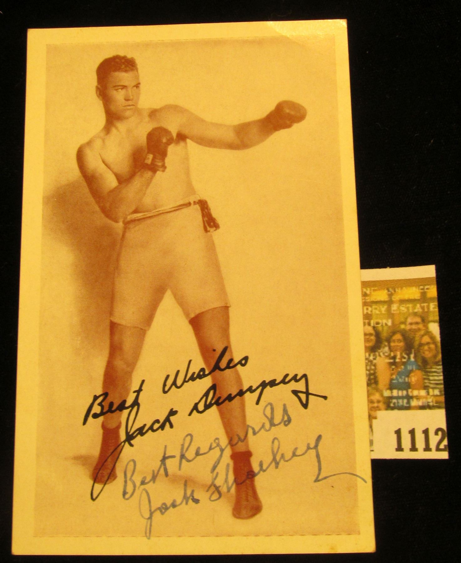 1112 _ Personally autographed Post card "Best Wishes Jack Dempsey Best ...