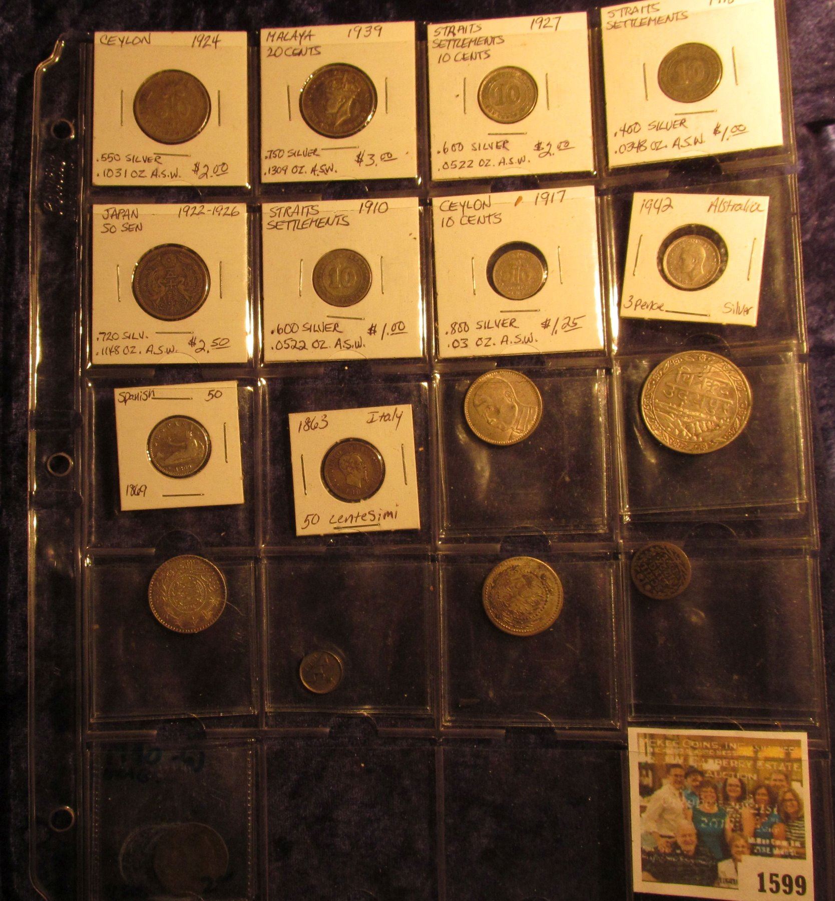 1599 _ (17) Old Silver Foreign Coins dating back to 1727. Quite an ...
