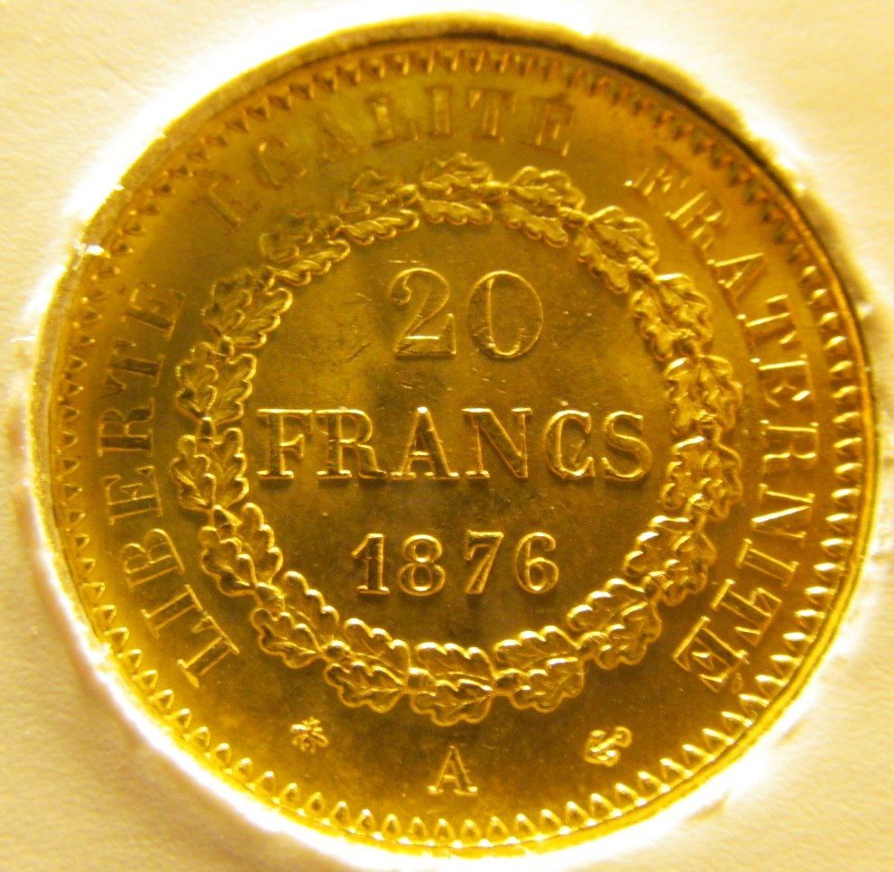 "1808 _ 1876 A Gem BU :""The Lucky Gold Angel French 20 Franc Gold Coin ...