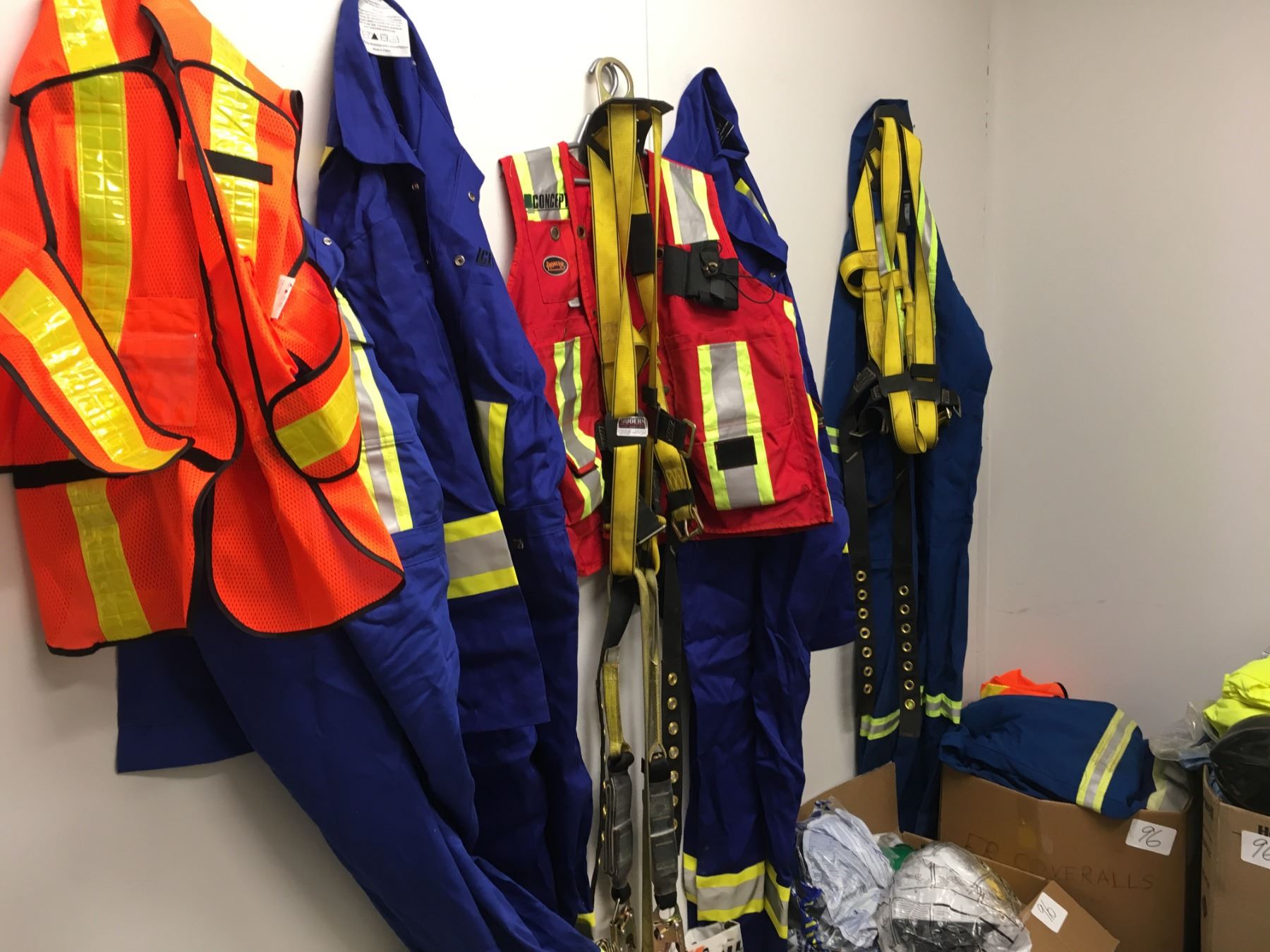 Safety- Approx 8 Bxs Safety Gear: Pioneer Vests/ New Coveralls ...
