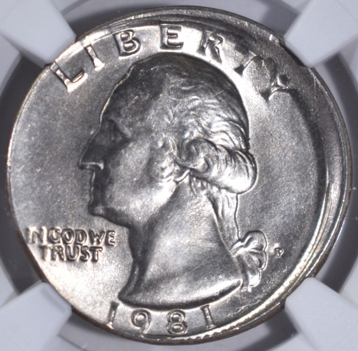 1981-P MINT ERROR WASH. QUARTER NGC UNC details