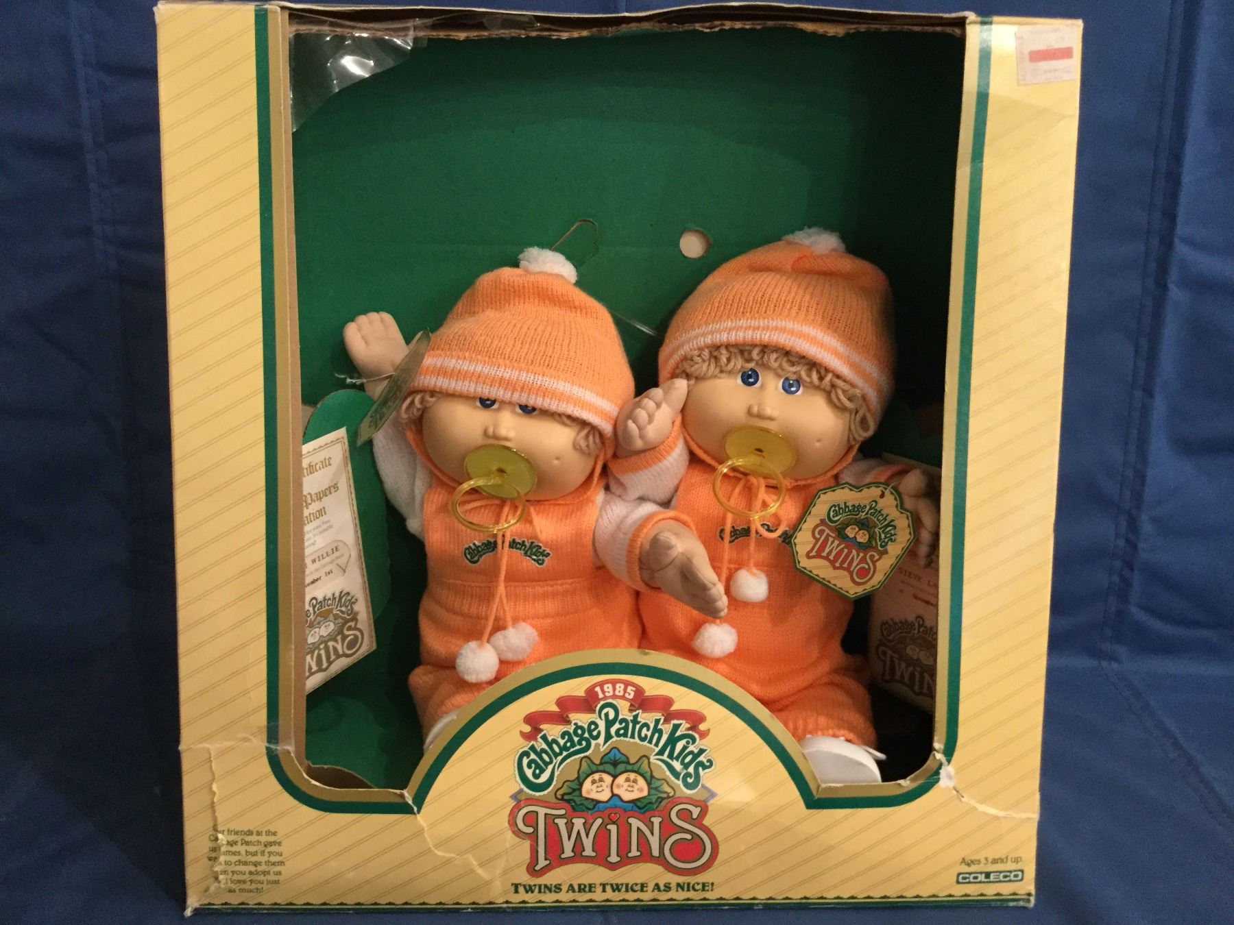 Cabbage Patch Twins box with dolls and certificates "Steve Lawrence ...