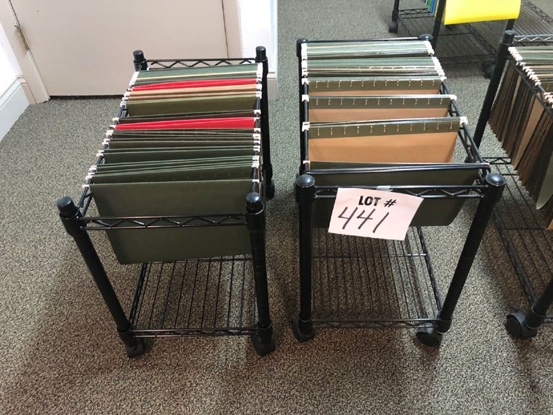 Pair of Rolling Wire File Folder Racks