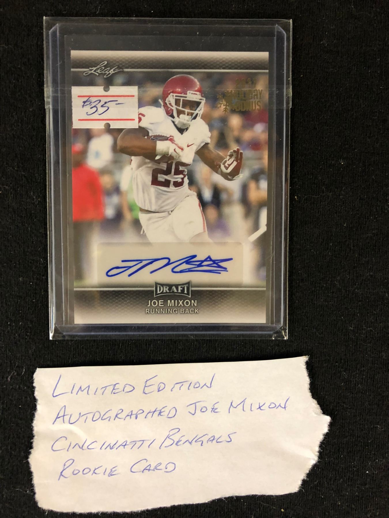 LIMITED EDITION AUTOGRAPHED JOE MIXON ROOKIE CARD (BENGALS)