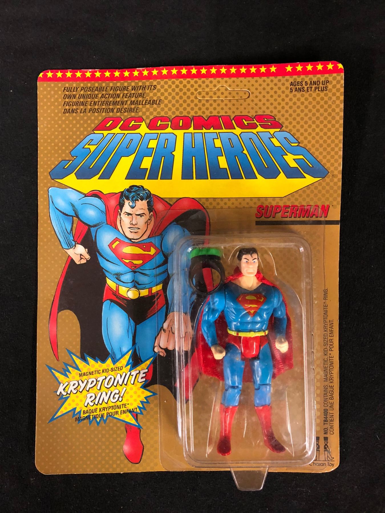 DC Comics Super Heroes Superman with Kryptonite Ring Toybiz Figure 1989