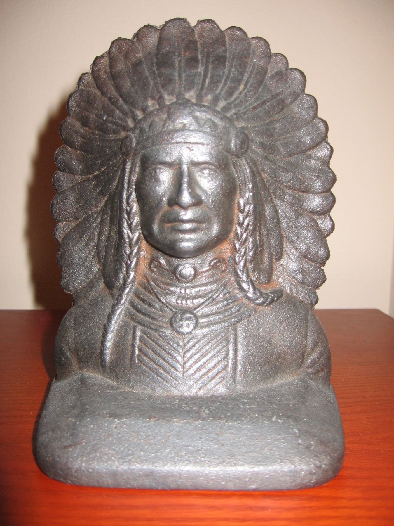 Cast iron Indian book ends, 6” h x 5” w
