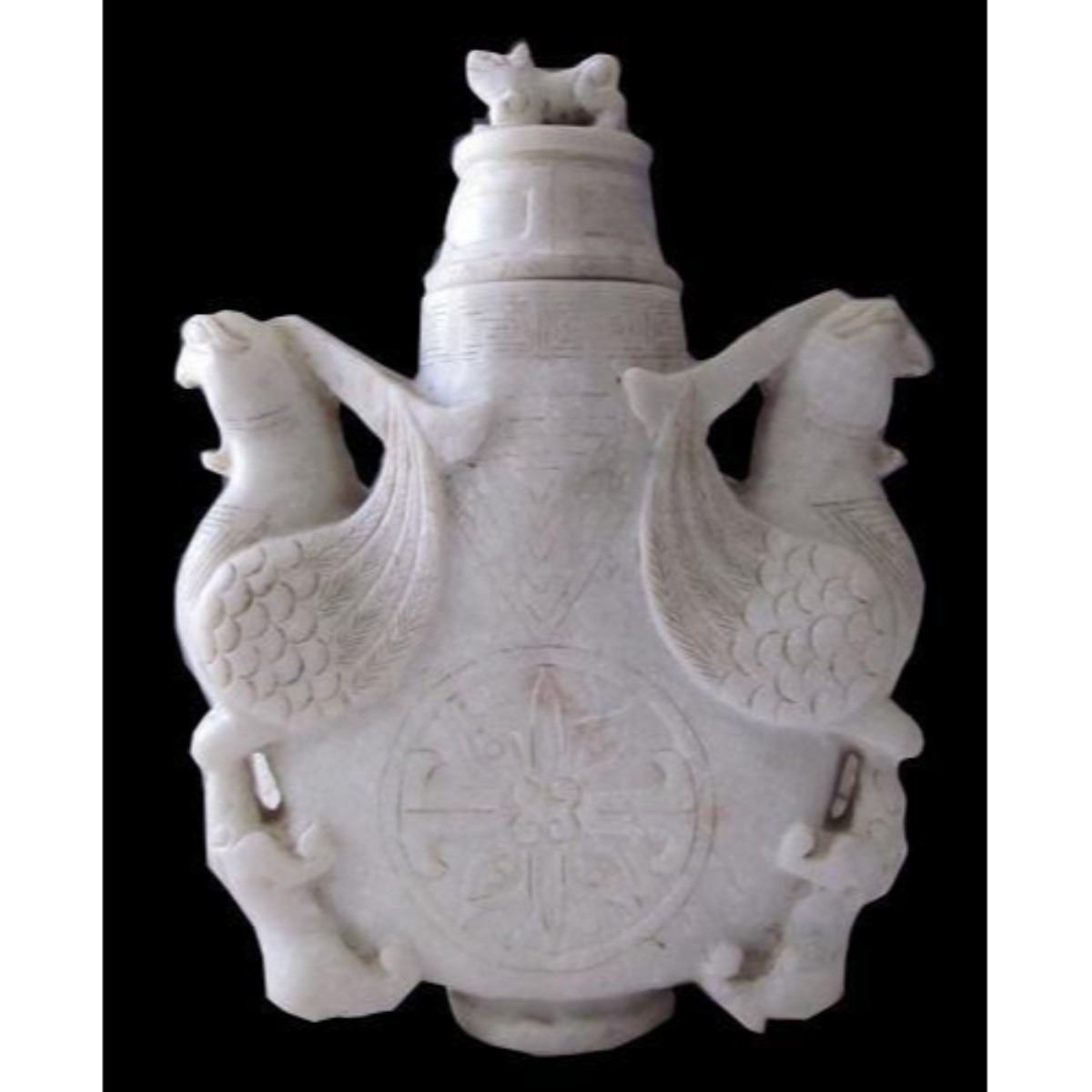 Carved Soapstone Double Phoenix Vase
