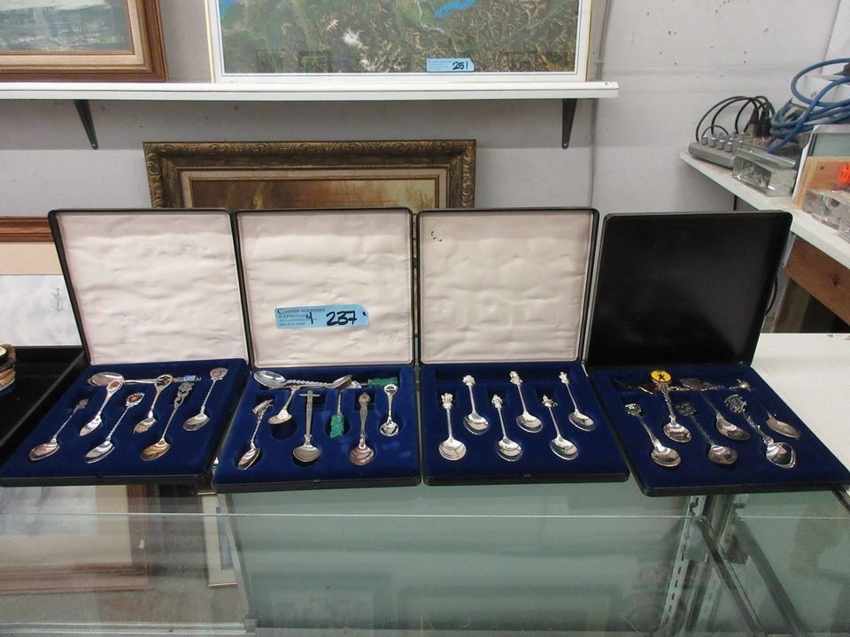 35+ Collector Spoons in 4 Display Boxes