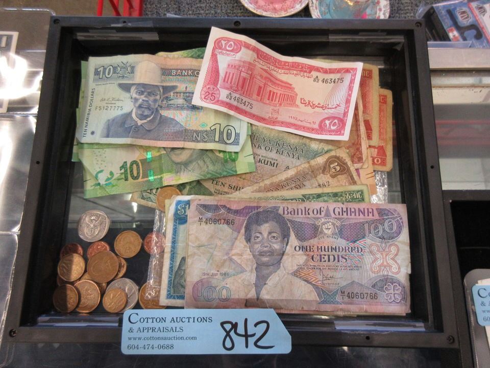 Assorted African Continent Bank Notes and Coins