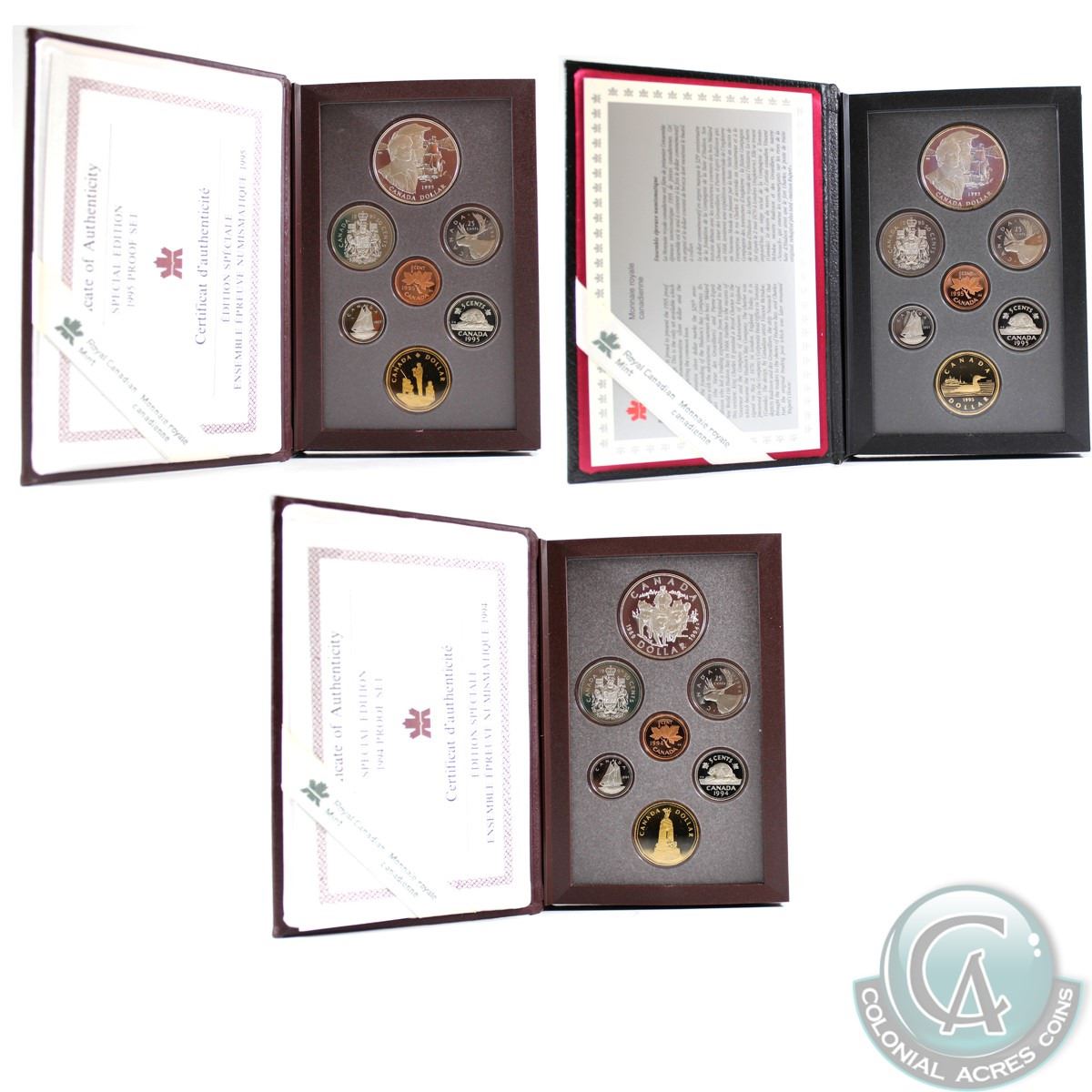 1994 Canada Limited Edition Proof Double Dollar Set, 1995 Canada Hudson's Bay Company Anniversary Pr