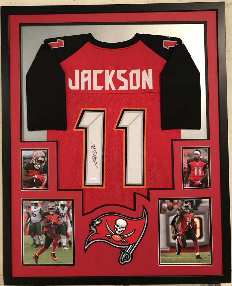 DeSean Jackson Signed Buccaneers 34x42 Custom Framed Jersey (JSA COA)