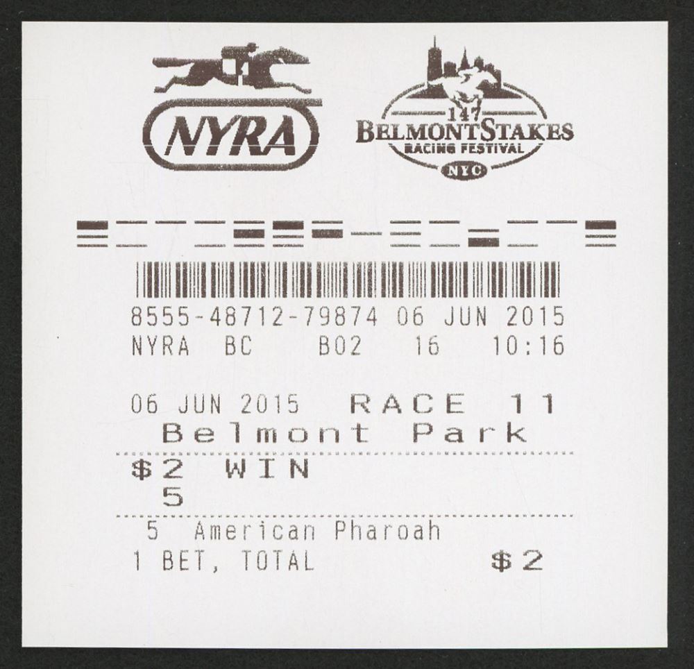 Belmont Stakes American Pharoah $2 Win Ticket
