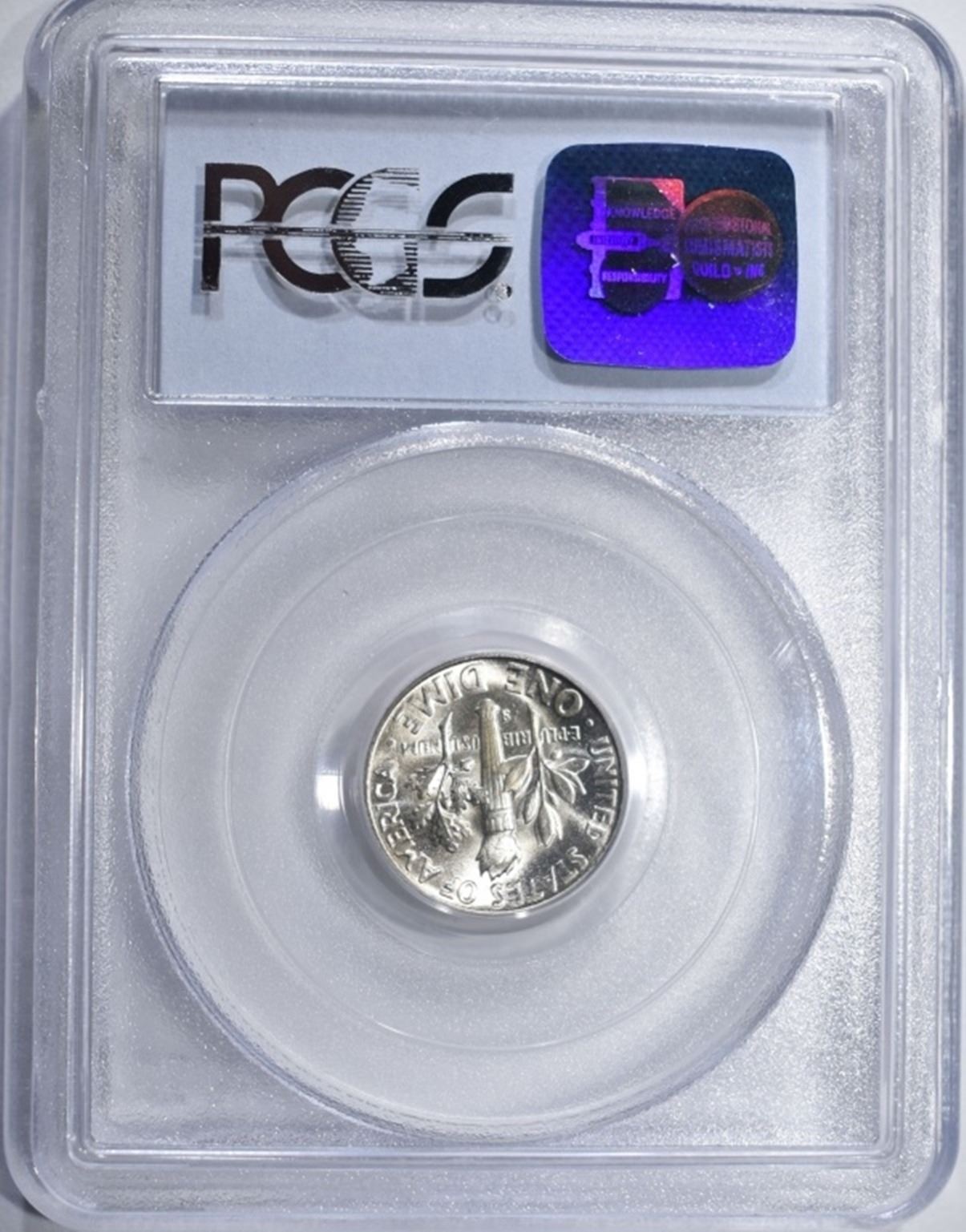 1950-S ROOSEVELT DIME, PCGS MS-66 FB