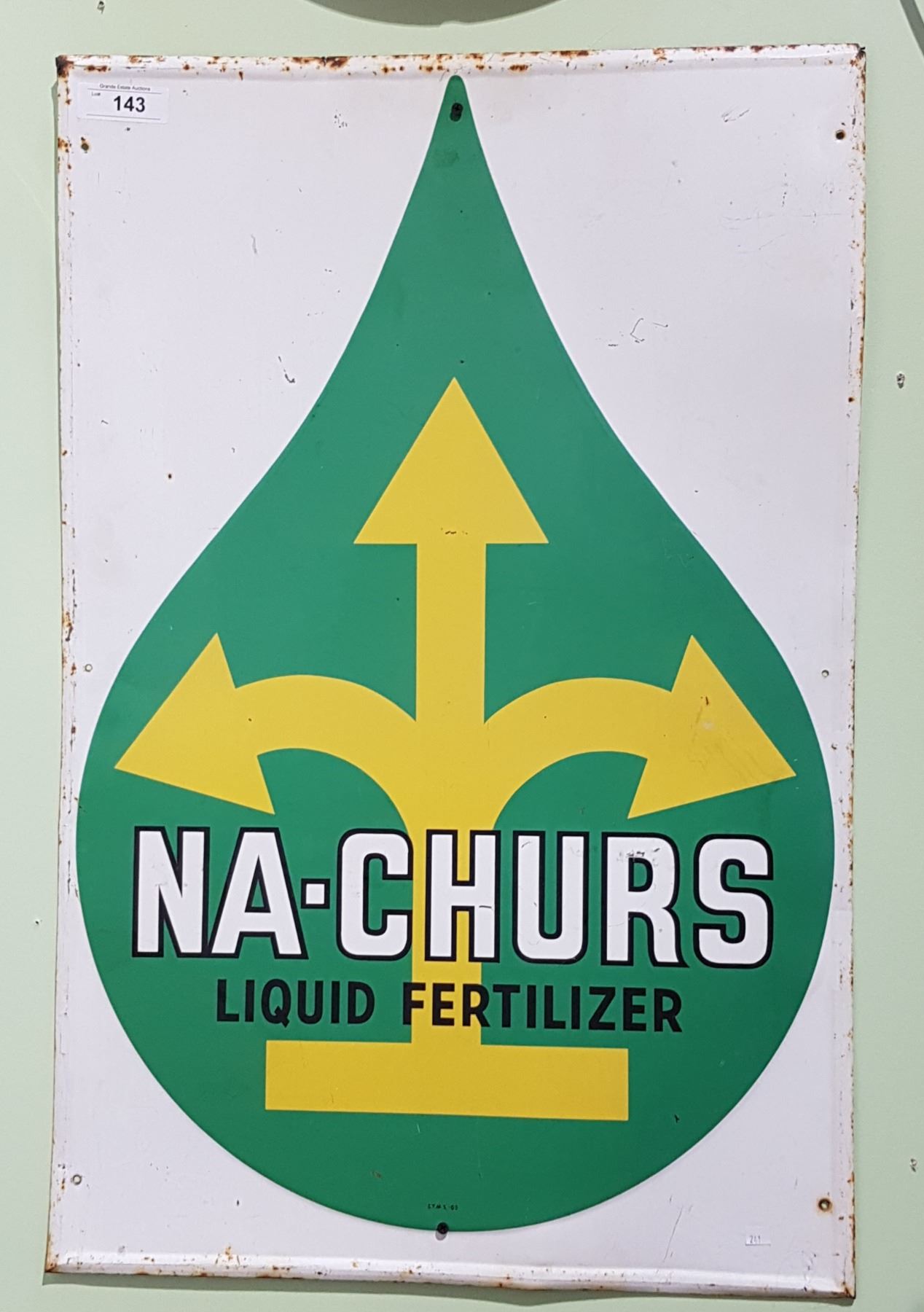 ORIGINAL 1965 NA-CHURS FERTILIZER TIN SIGN