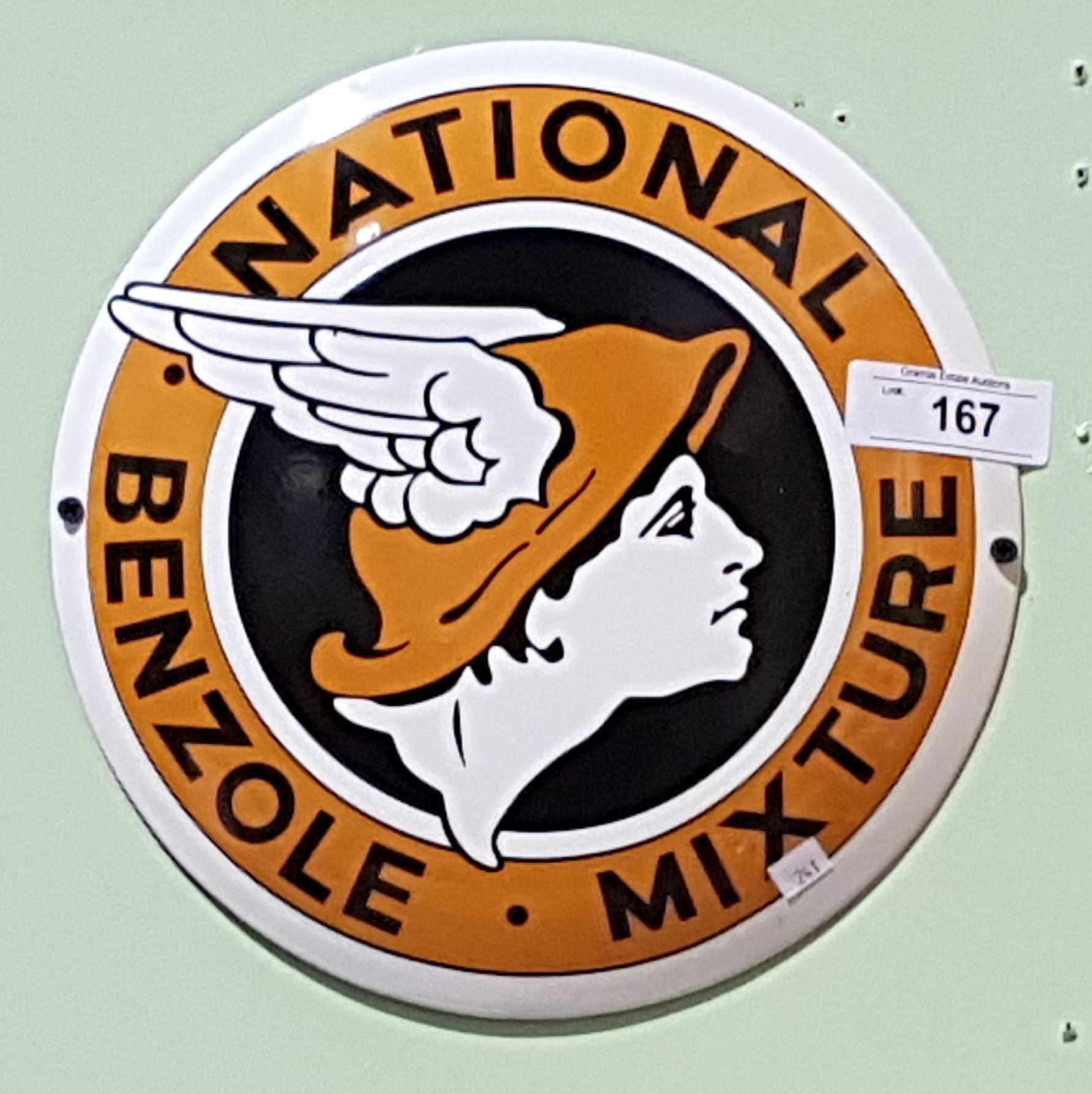 PORCELAIN NATIONAL BENZOLE CONVEX SIGN