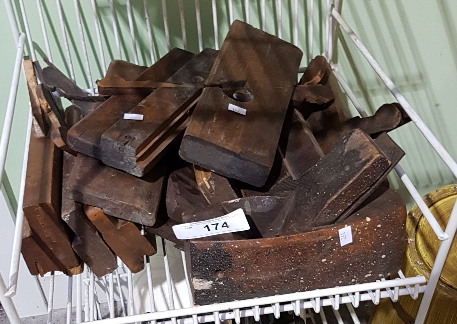 SHELF OF ANTIQUE HAND PLANES