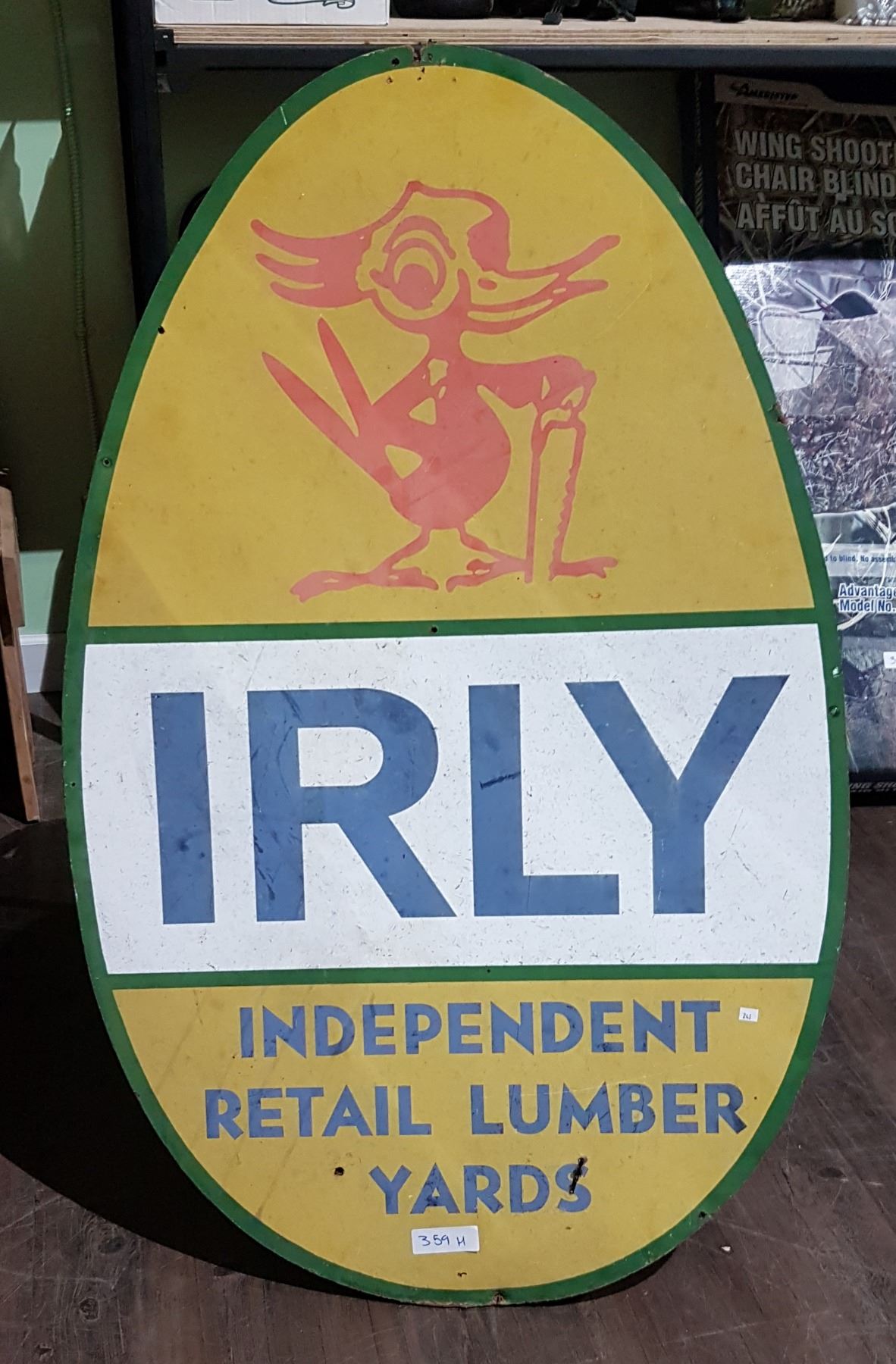 VINTAGE IRLY BIRD LUMBER WOOD SIGN