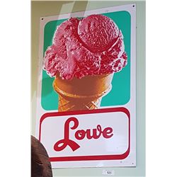 VINTAGE LOWE METAL ICE CREAM SIGN