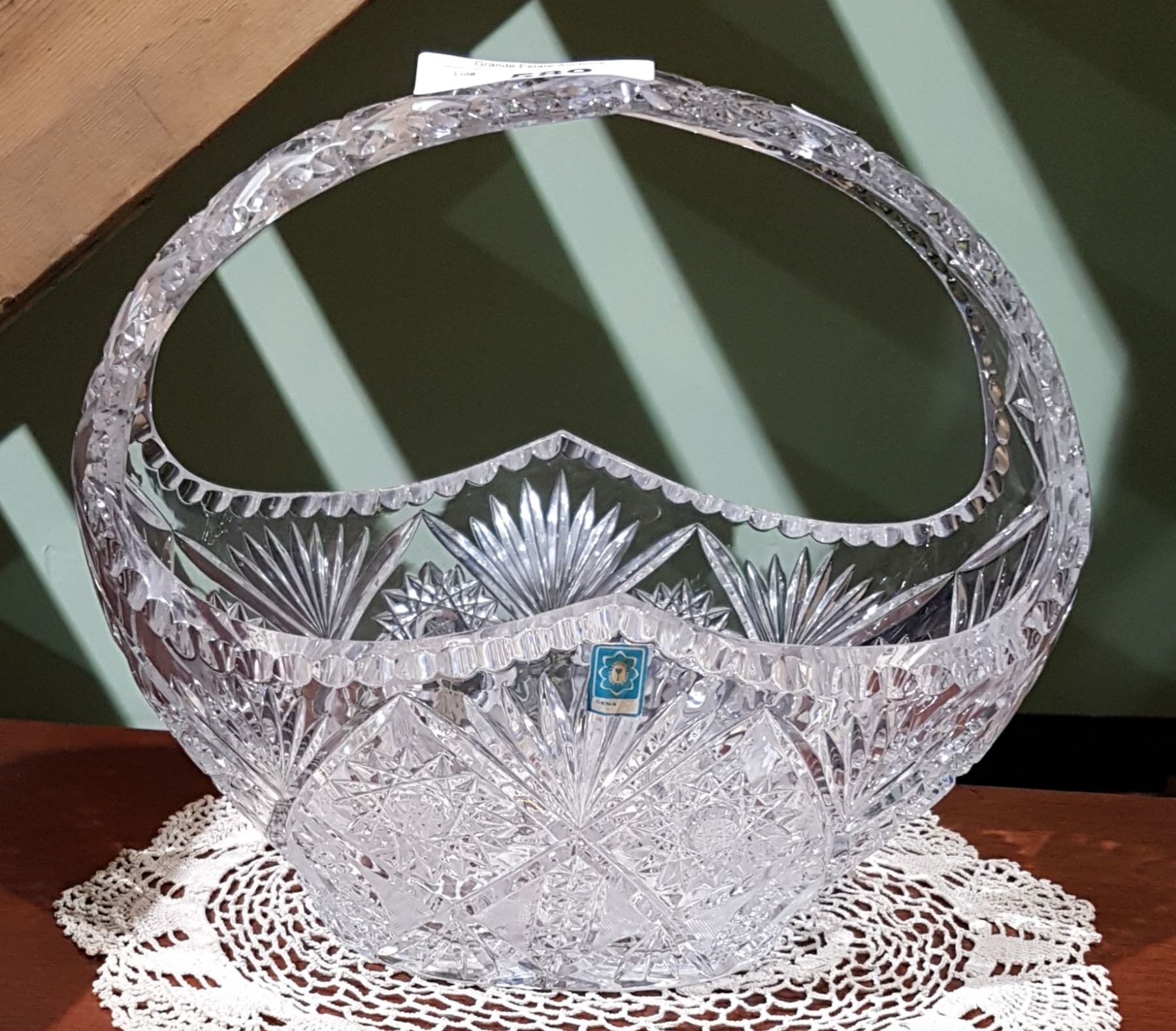 LARGE BOHEMIAN CRYSTAL BASKET