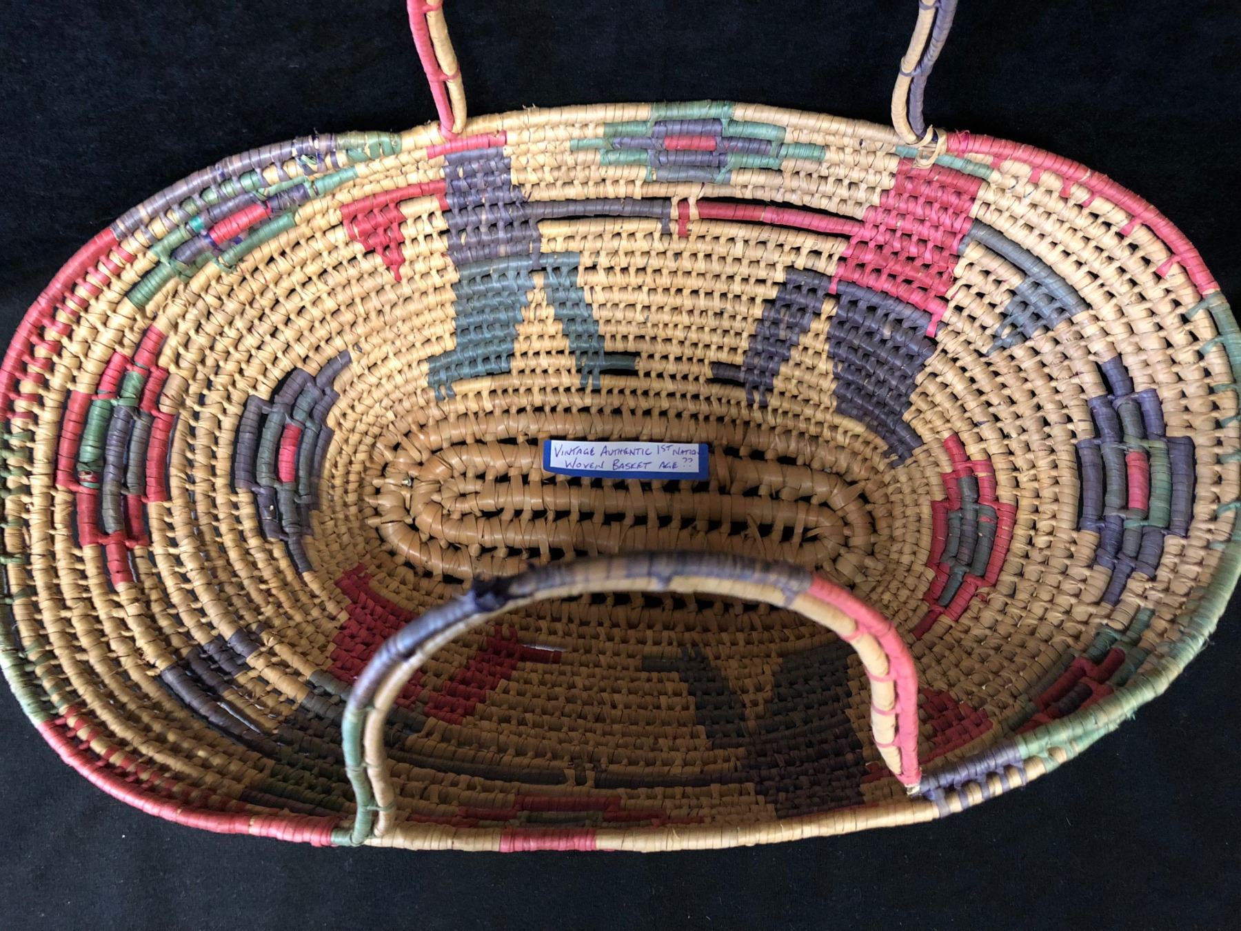AUTHENTIC FIRST NATIONS WOVEN HAND BASKET (VINTAGE)