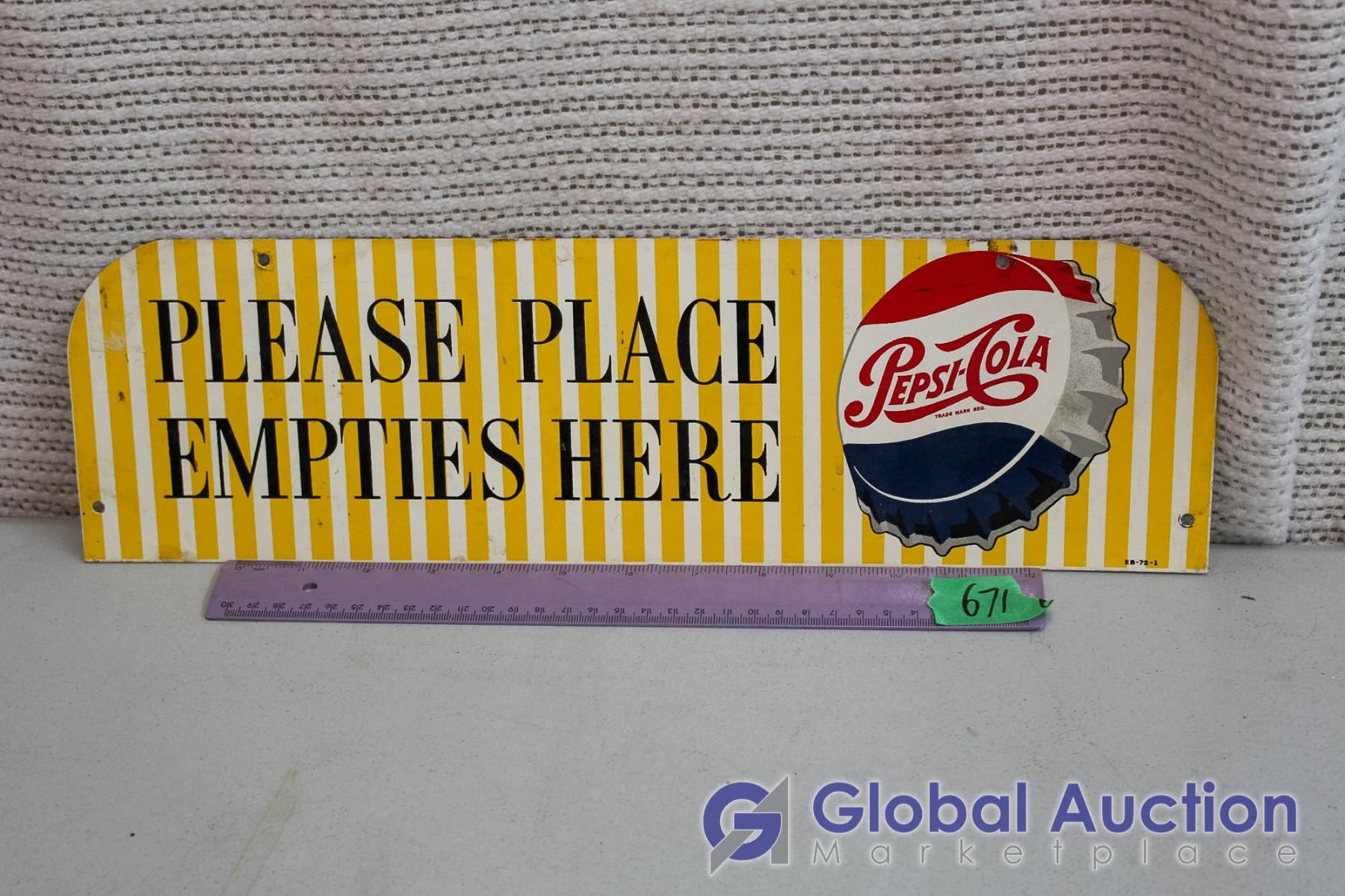 Vintage Metal Pepsi-Cola Empties Rack Sign