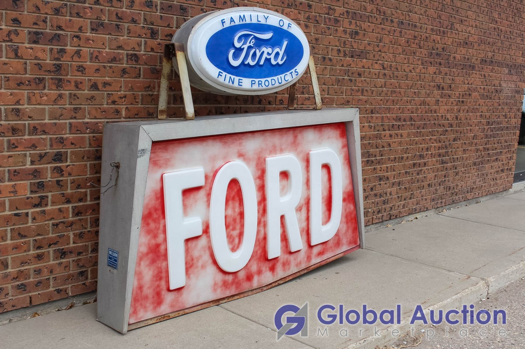 Vintage Plastic Ford Dealership Sign - 62" High, 73" Wide, 13" Deep