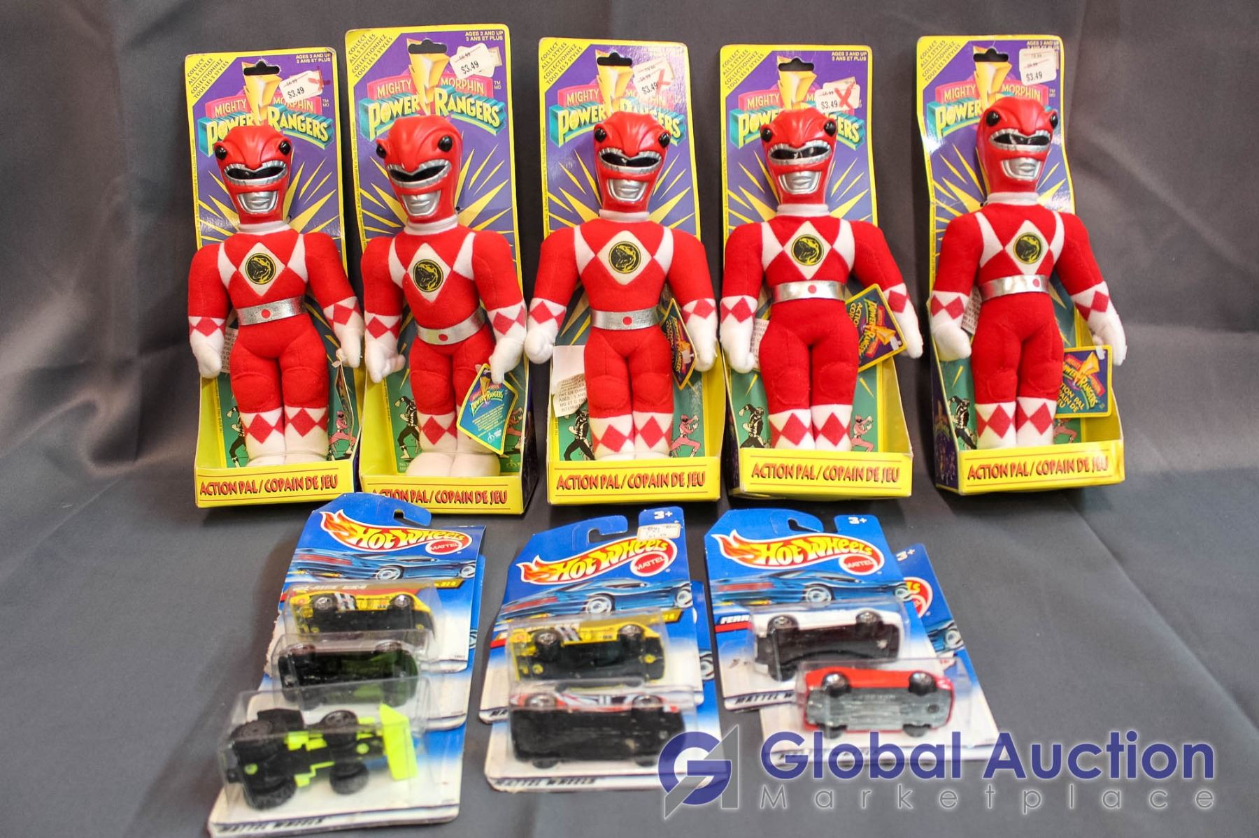 (5) Power Rangers Toys and (7) NIB Hot Wheels