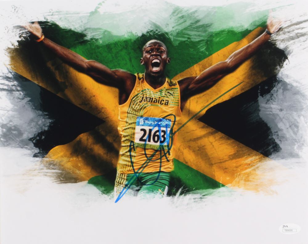 Usain Bolt Signed Team Jamaica 11x14 Photo (JSA COA)
