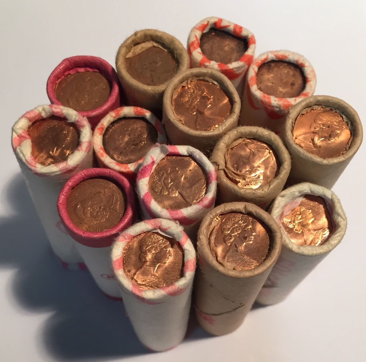 Canada 14 Mystery Rolls 1 Cent. (50 pcs per roll)