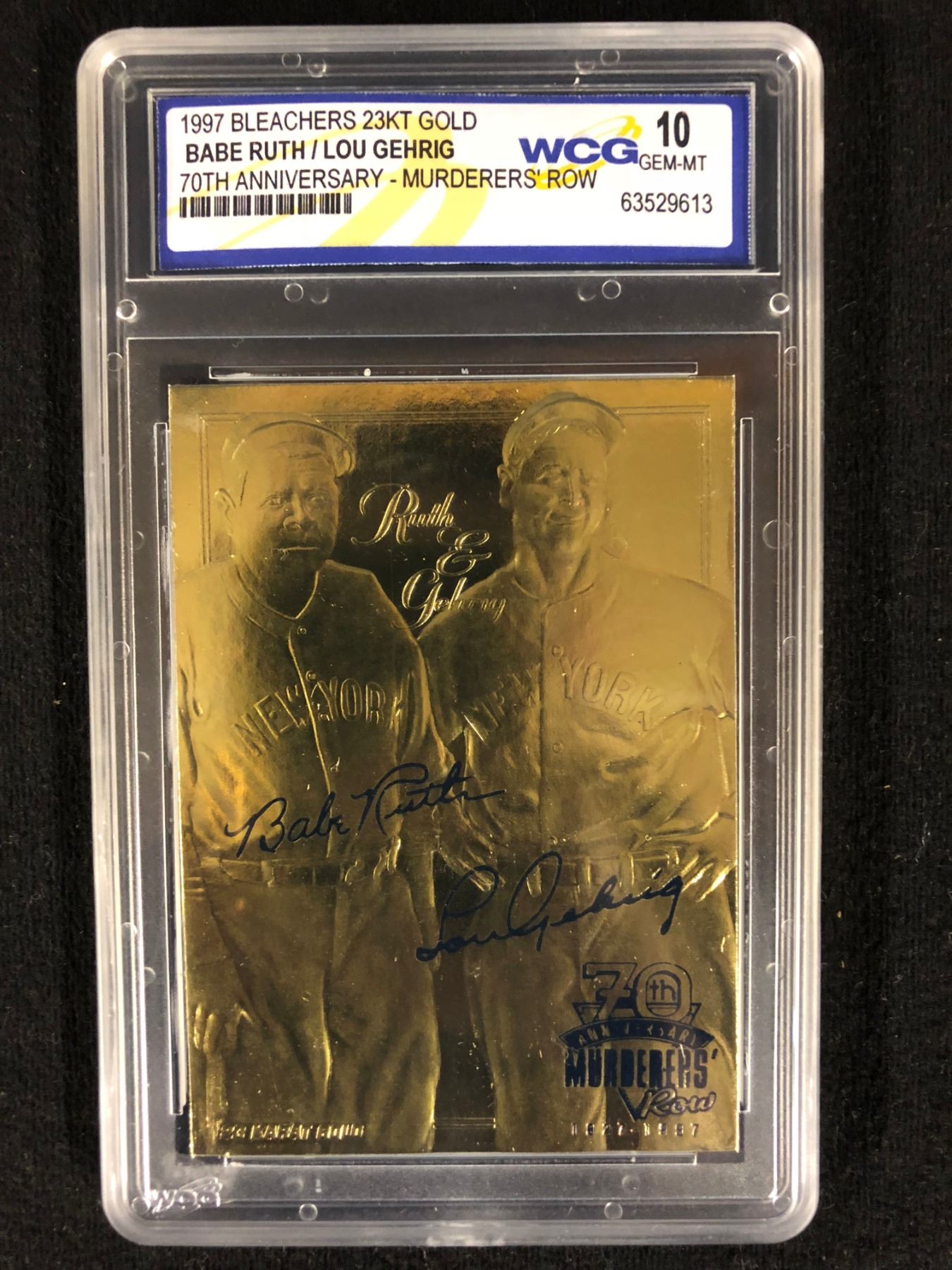 1997 BLEACHERS 23KT GOLD BABE RUTH/ LOU GEHRIG 70TH ANNIVERSARY ...