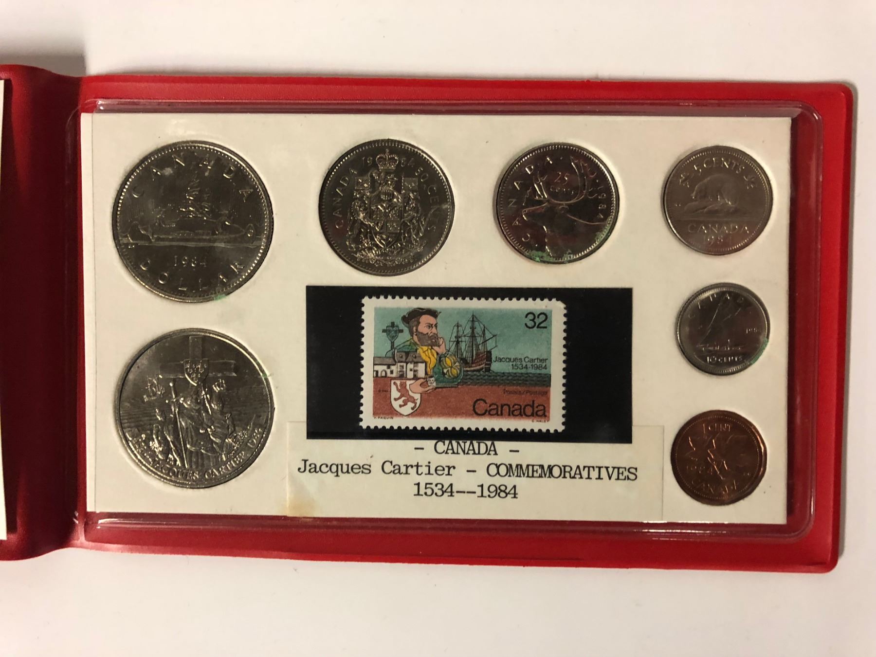 JACQUES CARTIER COMMEMORATIVE 1534-1984 COIN AND STAMP SET