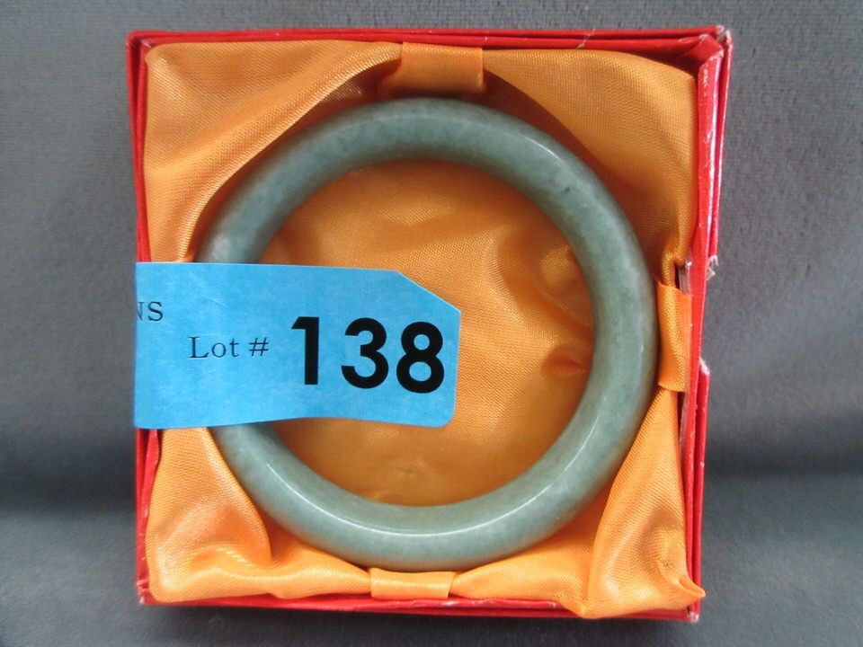 Hand Carved Sea Foam Green Jade Bangle Bracelet