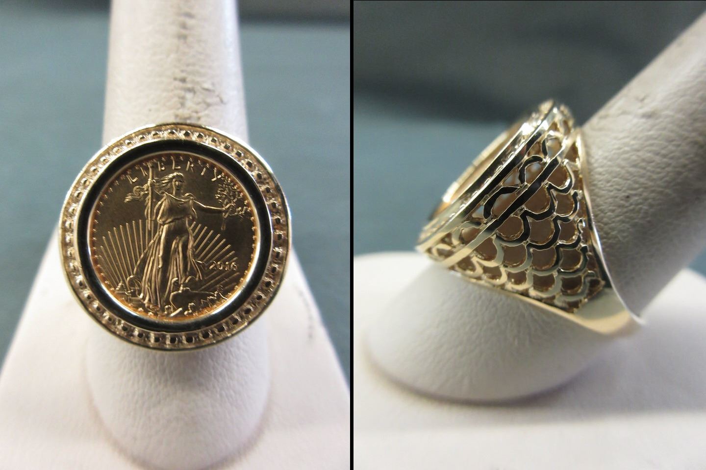 24KT 14KT Gold Coin Ring 24KT 14KT Gold Coin Ring