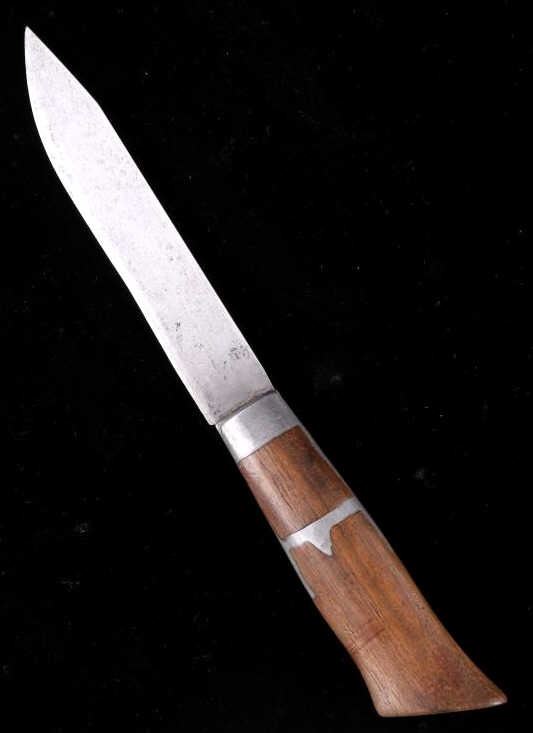 Blackfoot Pewter Inlay Trade Knife & Sheath 19th C