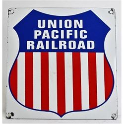 Enamel Union Pacific Railroad sign,