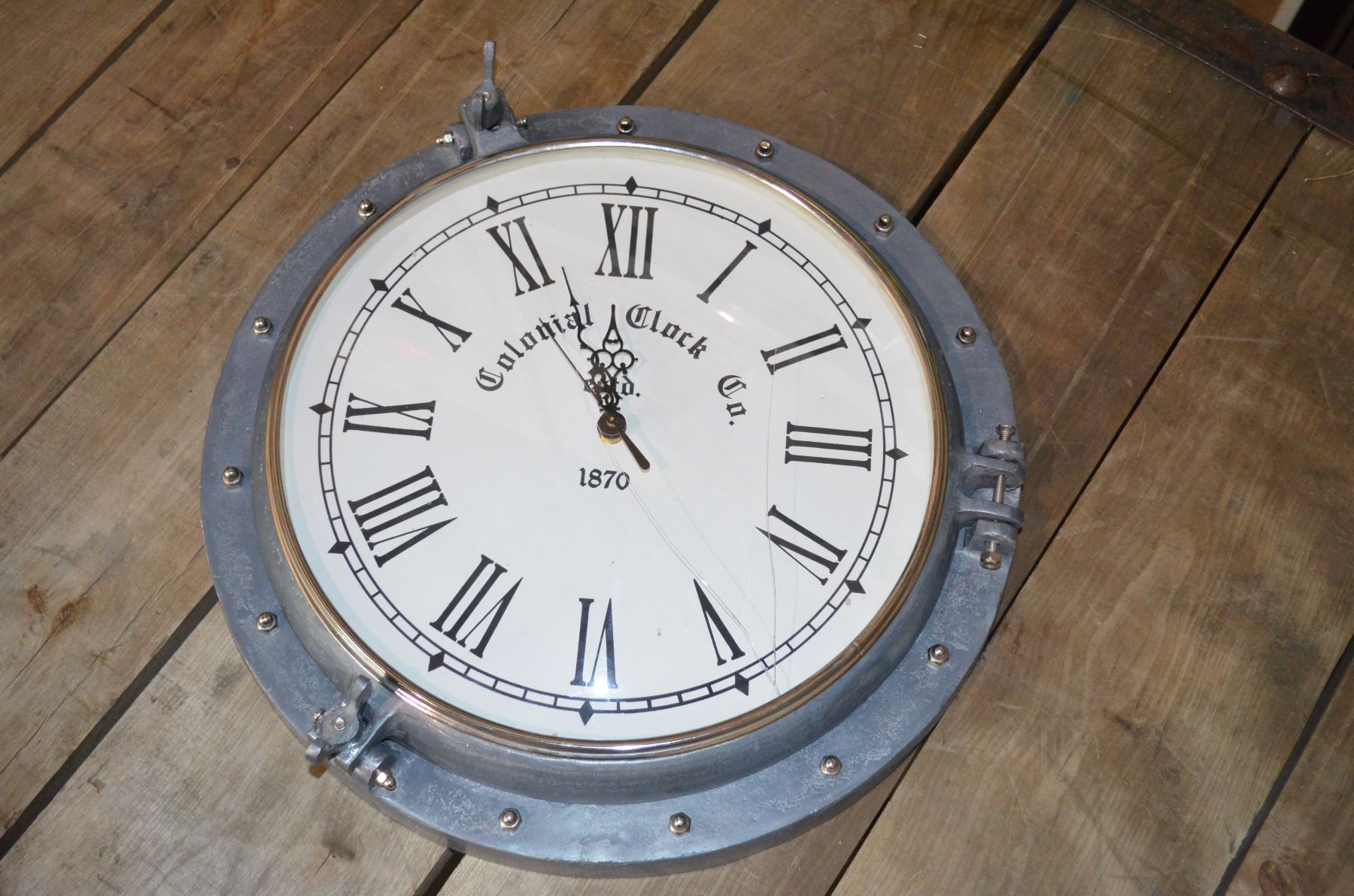 New - Cast Aluminum Port-hole Style Clock