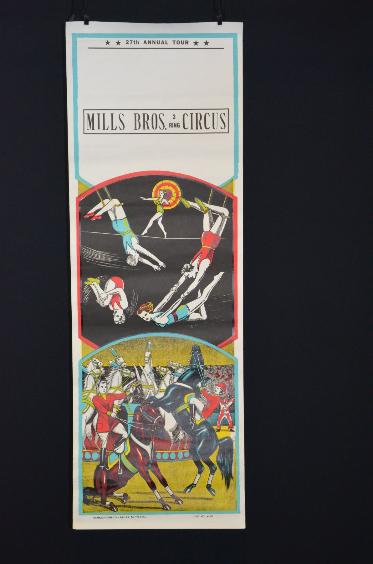 Vintage Circus Poster - Mills Bros. 3 Ring Circus - (Circa 1966)