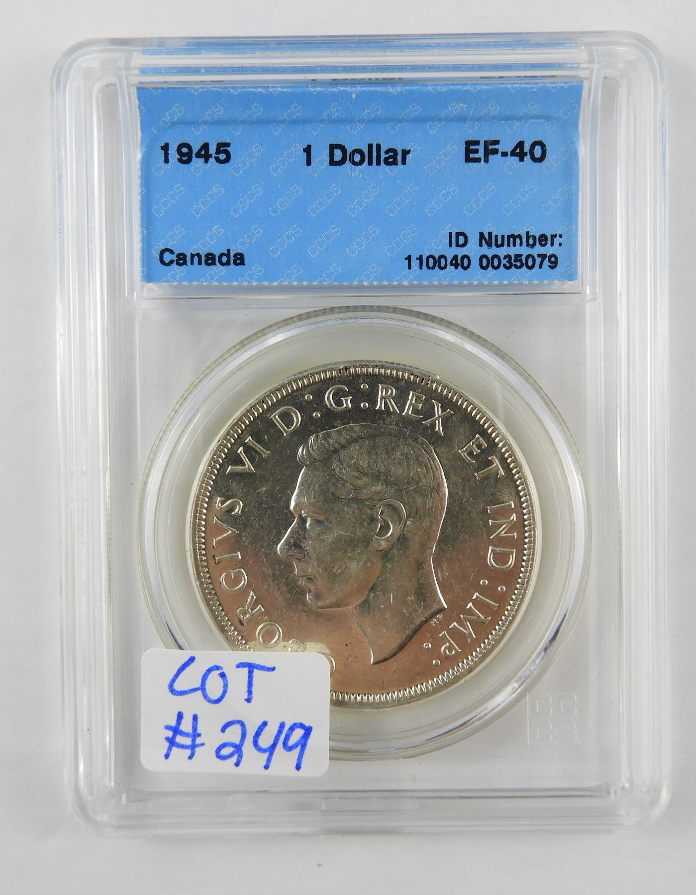 1945 Canadian Silver Dollar CCCS Graded EF-40 KEY DATE COIN