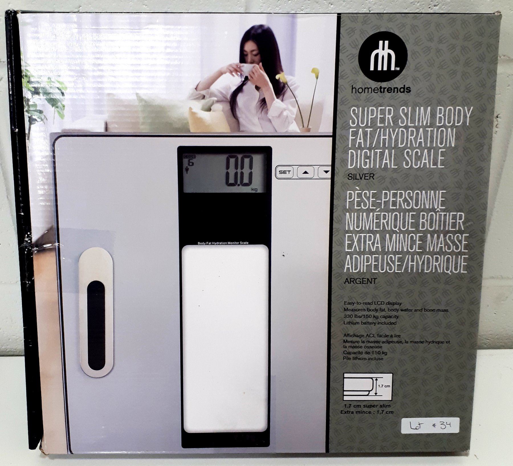 HOMETRENDS SUPER SLIM BODY FAT/HYDRATION DIGITAL SCALE