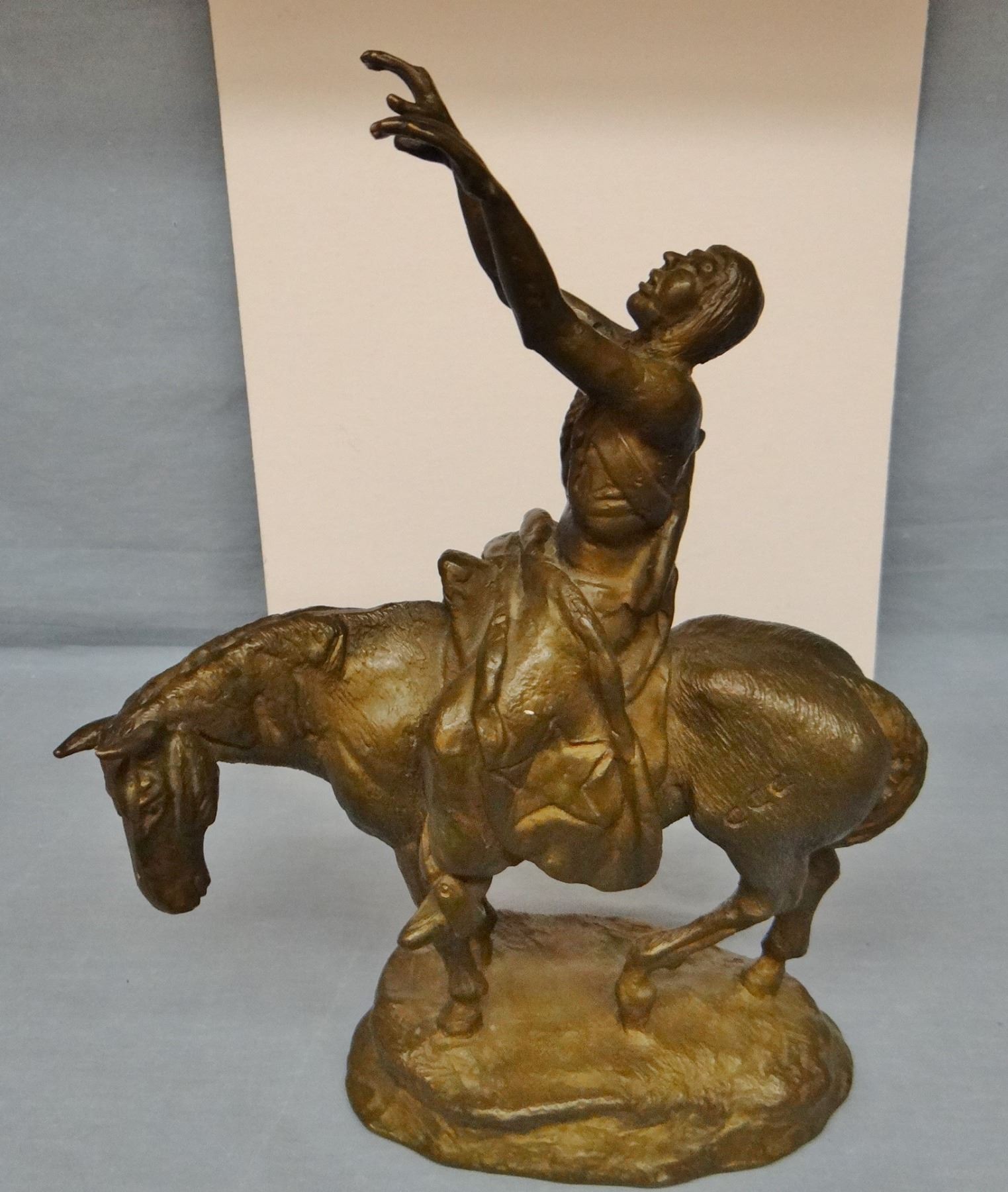 Lafountain, Alex bronze, Indian Horse Back, 10" h x 13" w