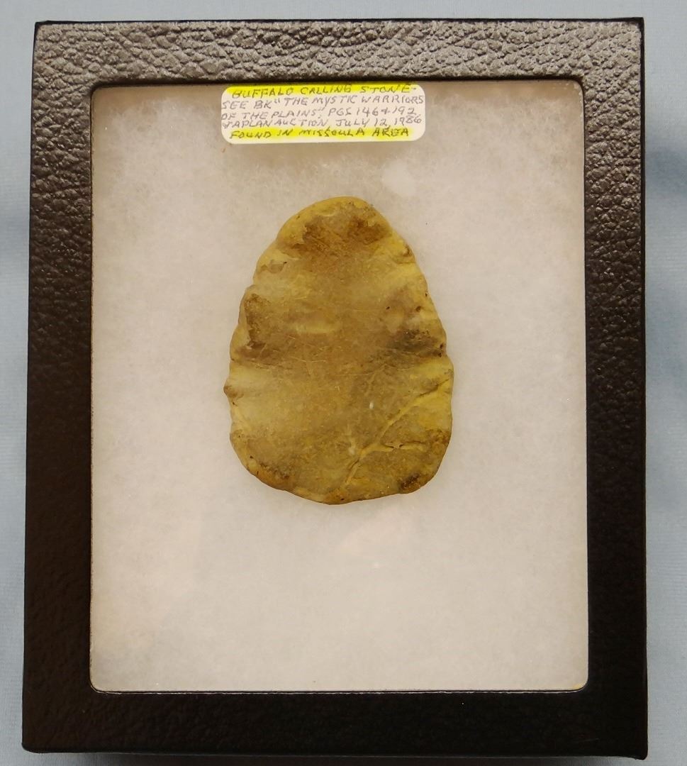 Buffalo calling stone, 2 1/2", Blackfeet tribe, cased