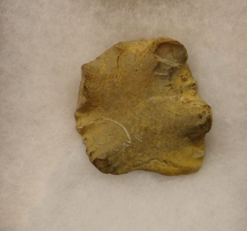 Buffalo calling stone, from Blackfeet tribe, cased