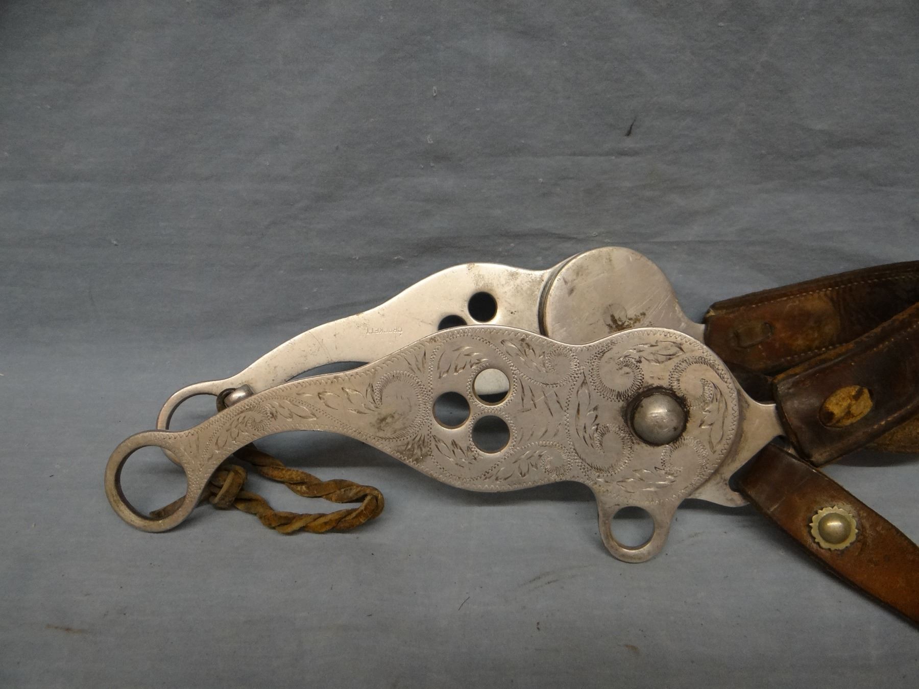 Crockett mechanical hackamore, aluminum and U. S. Army picket pin