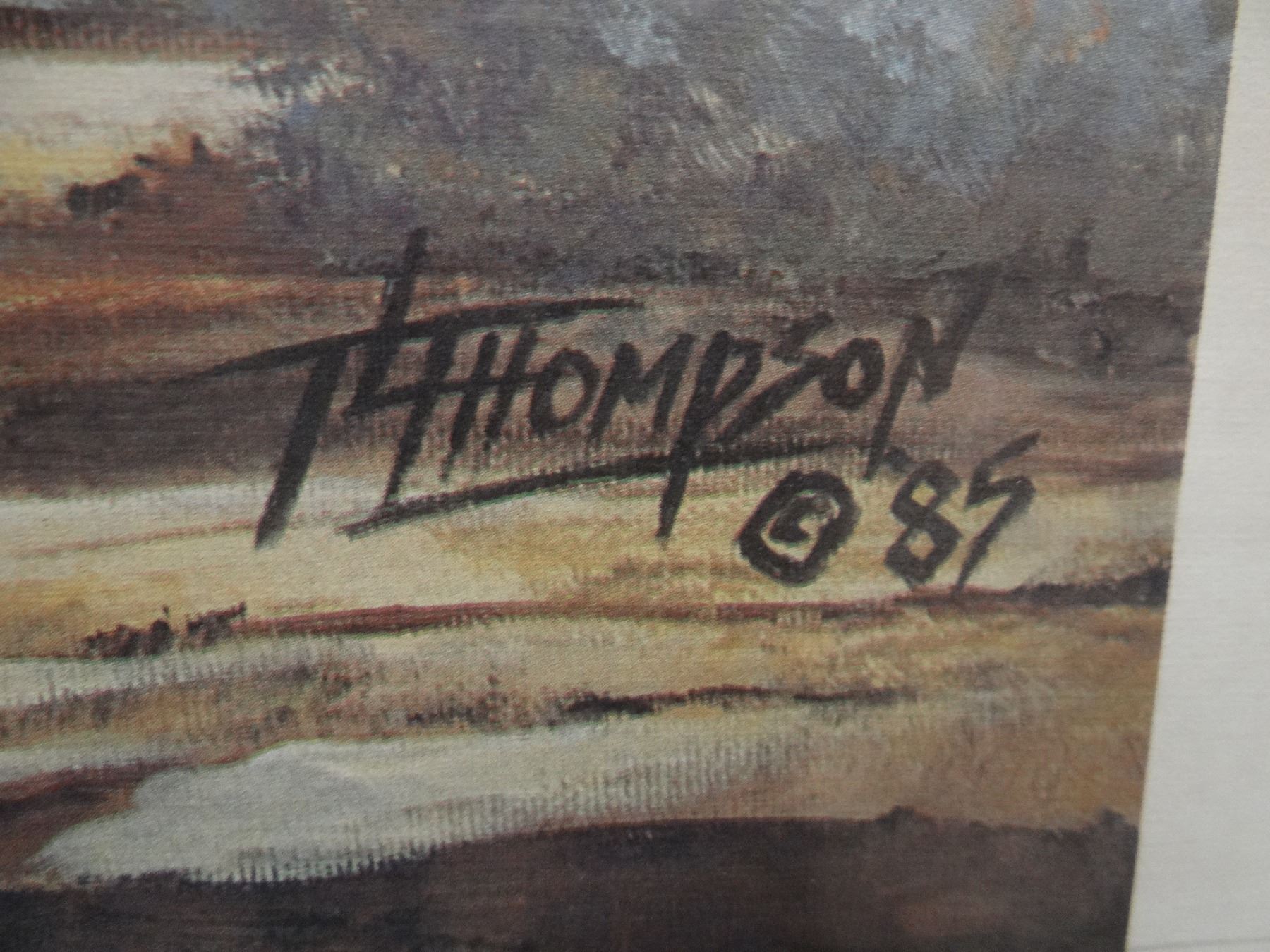 3 signed prints by T. Thompson: Pan Handle Blues; The Last Run on Rural ...