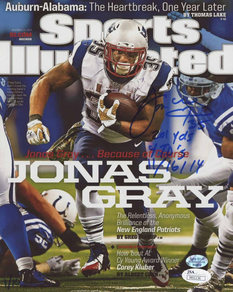 Jonas Gray Signed Patriots "Sports Illustrated Magazine" 8x10 Photo ...