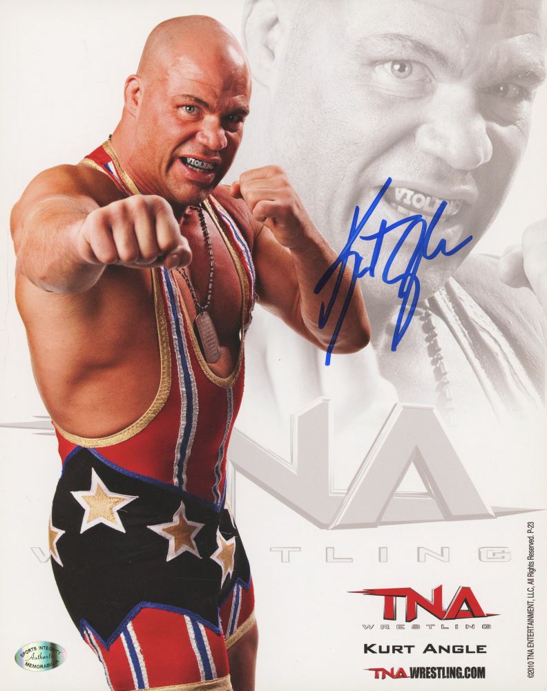 Kurt Angle Signed WWE 8x10 Photo (Sports Integrity COA)