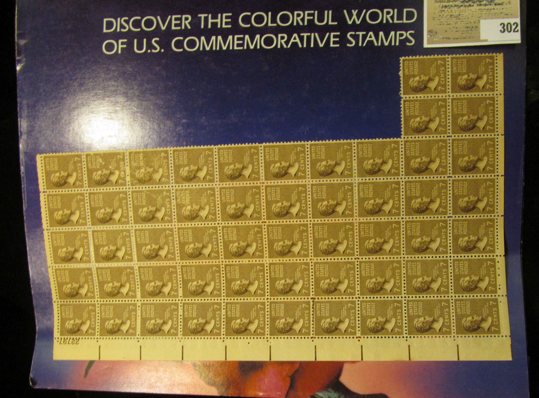 Partial Mint Sheet of 7c Andrew Jackson U.S.A. Stamps, Scott # 812 ...