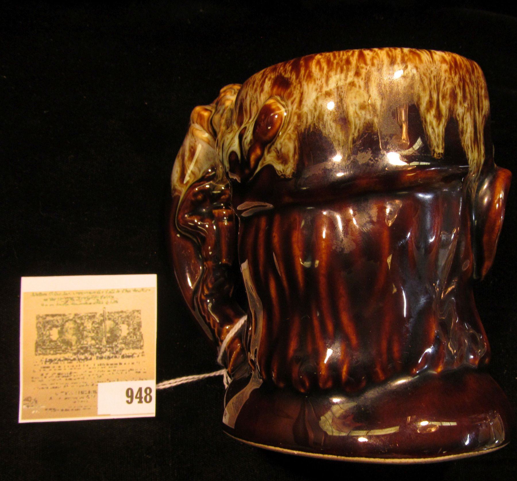 "Rockingham Harker 1840 U.S.A." Stoneware Mug of Daniel Boone with Coon ...